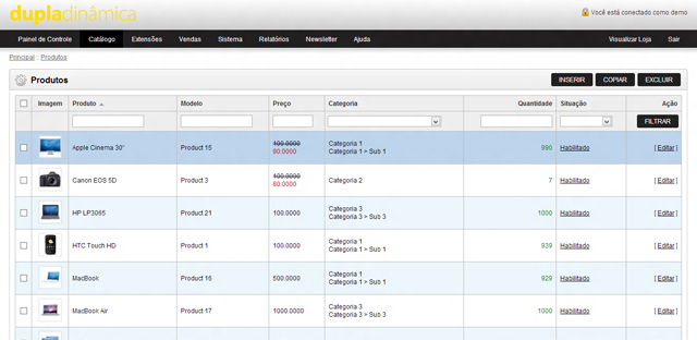 Manual de Utilização Loja Virtual - Produtos